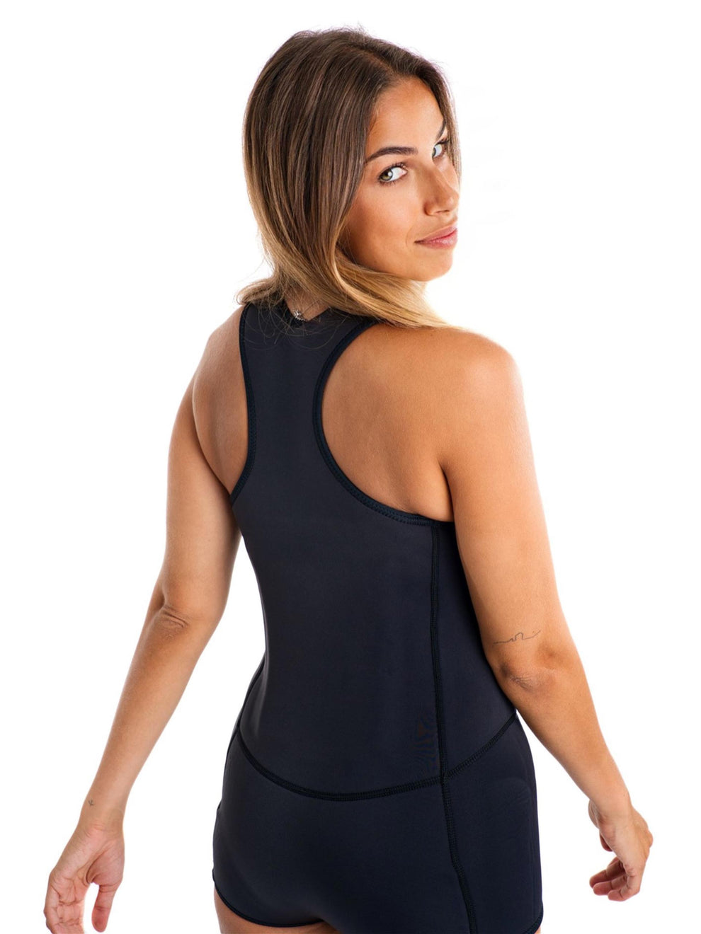 Limestone Neoprene Flotation Assist Swimwear - Luxe Black - Boyleg 15